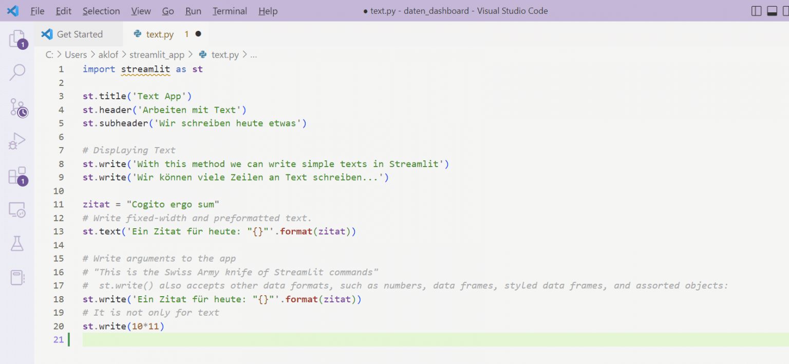 Datendashboards und Apps mit Streamlit: Erste Schritte - DATEN VERSTEHEN