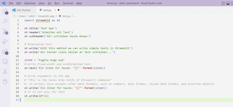 Datendashboards und Apps mit Streamlit: Erste Schritte - DATEN VERSTEHEN
